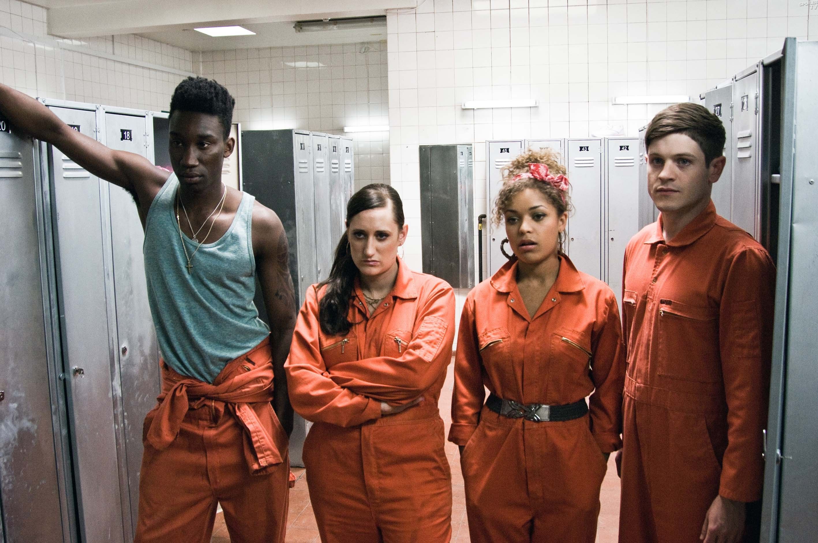 Misfits Photo Antonia Thomas Lauren Socha Nathan Stewart Jarrett